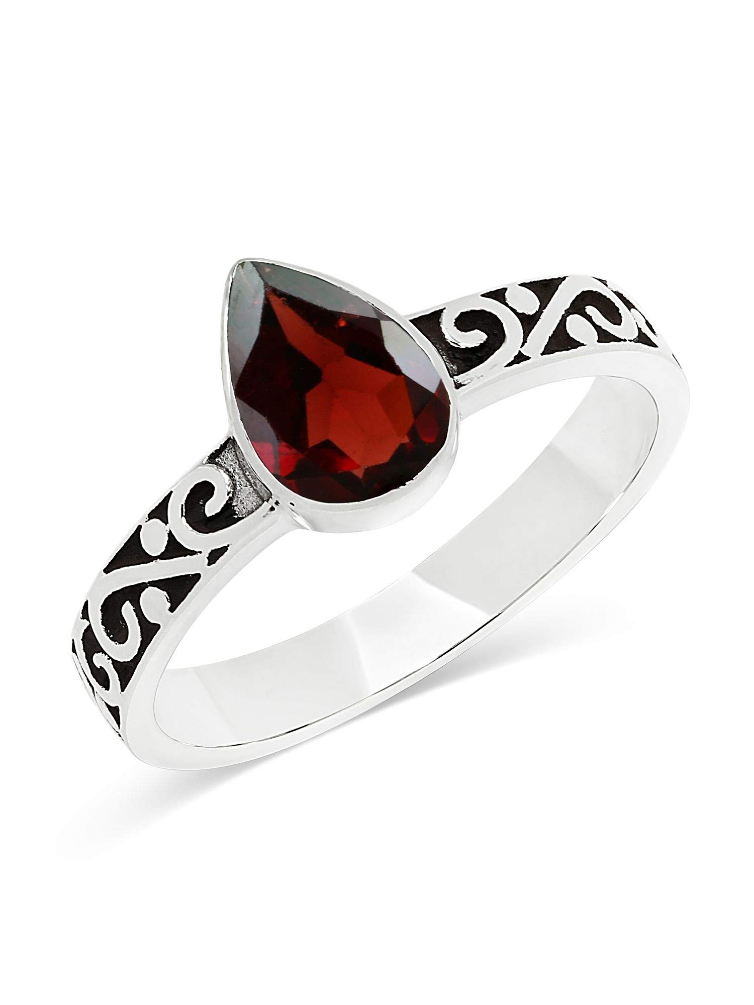 Natural Garnet Ring Size 7 925 Sterling Silver Solitaire Ring