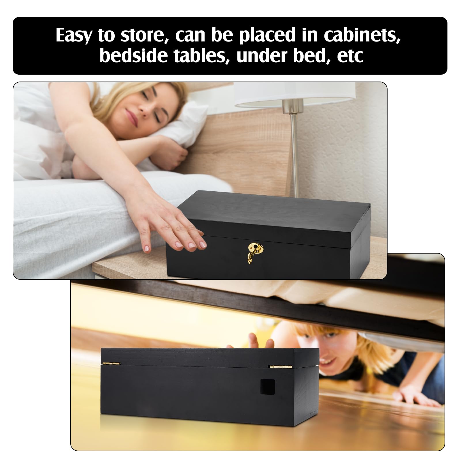 Mifoci 2 Pieces Wooden Adult Man Woman Toy Box Storage with Lock and Key Wooden Storage Box Lockable Keepsake Box Toy Box Organizer Locking for Personal Items, Jewelry, Keepsake
