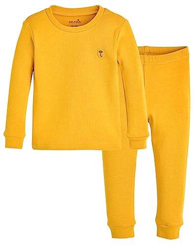 moimoln Solid Soft Cotton Modal Baby Toddler Boys Girls Snug fit Pjs Pajama Long Sleepwear Mustard 5T