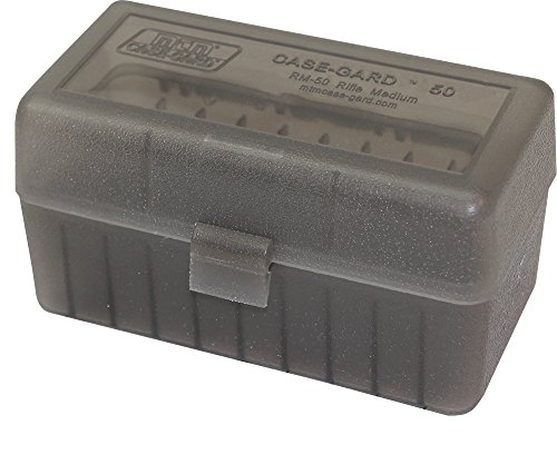 MTM 50 Round Flip-Top Rifle Ammo Box 220 Swift 243 308 Win, Gray