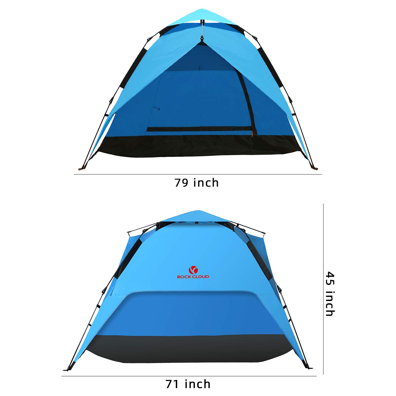 Rock Cloud Pop Up Tent Family Camping Tent 2-3 Person Portable Automatic Quick Setup Tent Waterproof Windproof with Top Rainfly for Camping Hiking