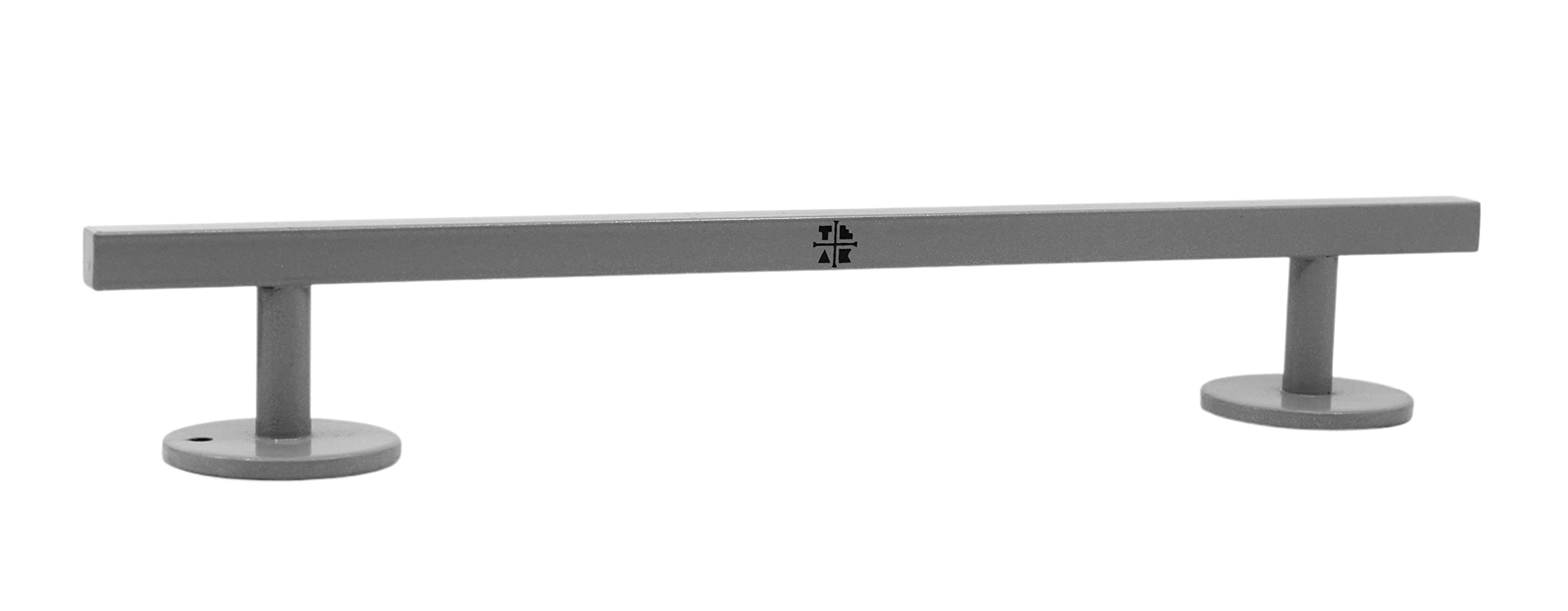 Teak Tuning Straight, Square Fingerboard Rail, 10" - Custom Designed Premium Solid Steel Construction, Matte Powder Coated Finish in Silver Grey - Superior Non-Slip Foam Feet