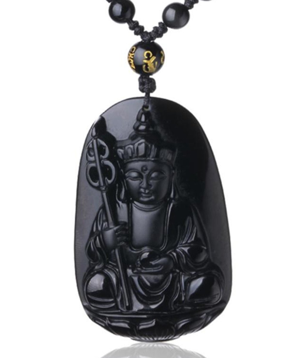 Natural Obsidian Pendant Monk Xuanzang Sanzo