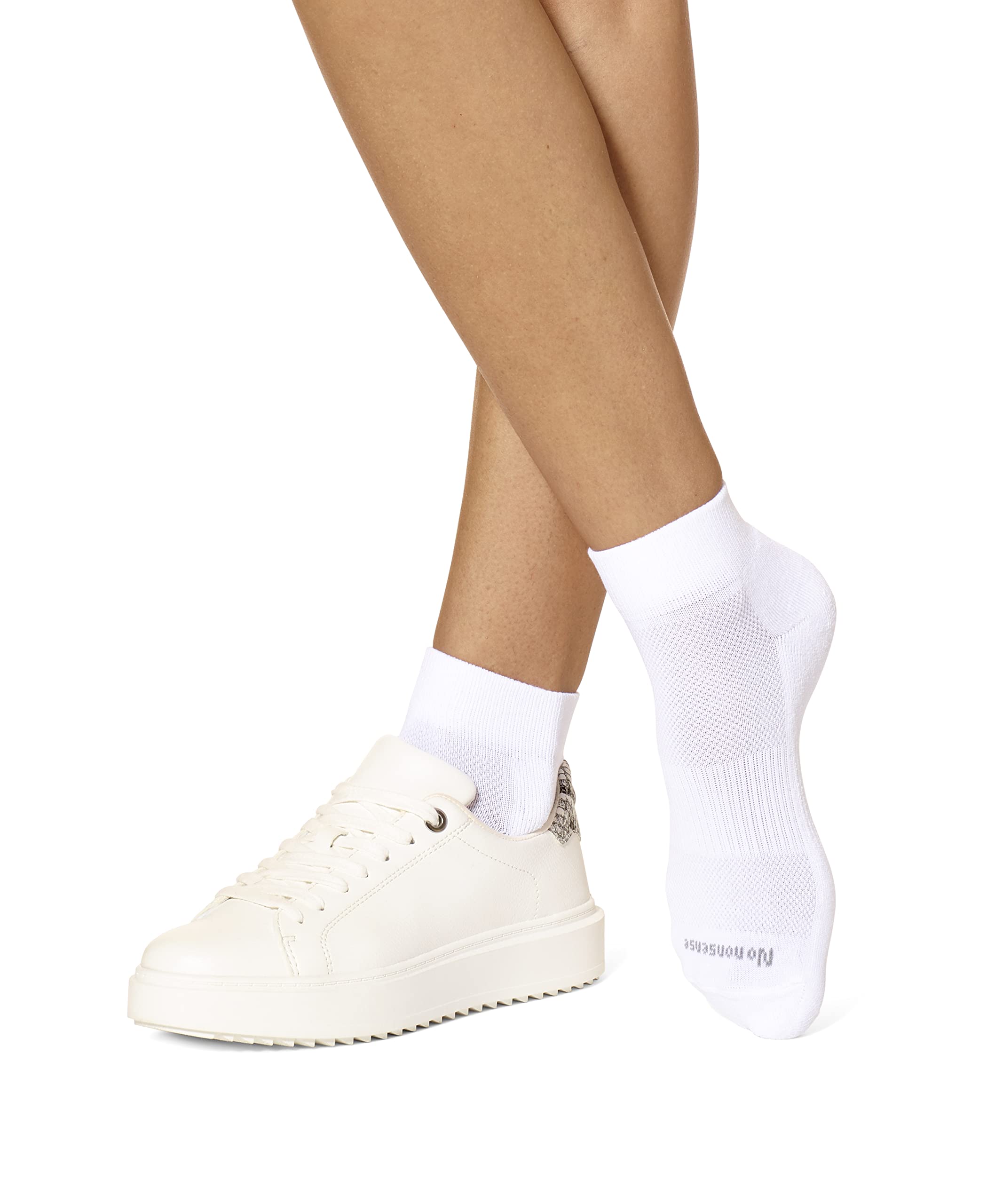 No nonsense womens Soft & Breathable Cushioned Quarter Top Running Socks, White - 9 Pair Pack, 4 10 US