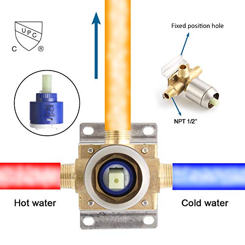 POP SANITARYWARE Ceiling Mount Shower Faucet Set Brushed Nickel Bathroom 10 Inch Rainfall Mixer Shower Head System Single Handle Shower Trim Kit with Rough-in Valve