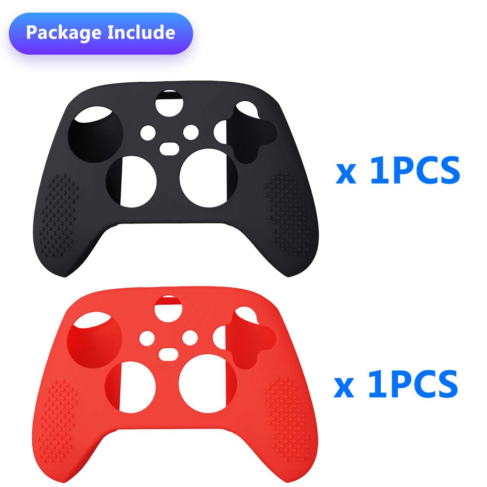 Soft Silicone Protector Cover Skins, Anti-Slip Protective Case for Microsoft Xbox Series S/X Gamepad Controller - 2pcs(Black Red)