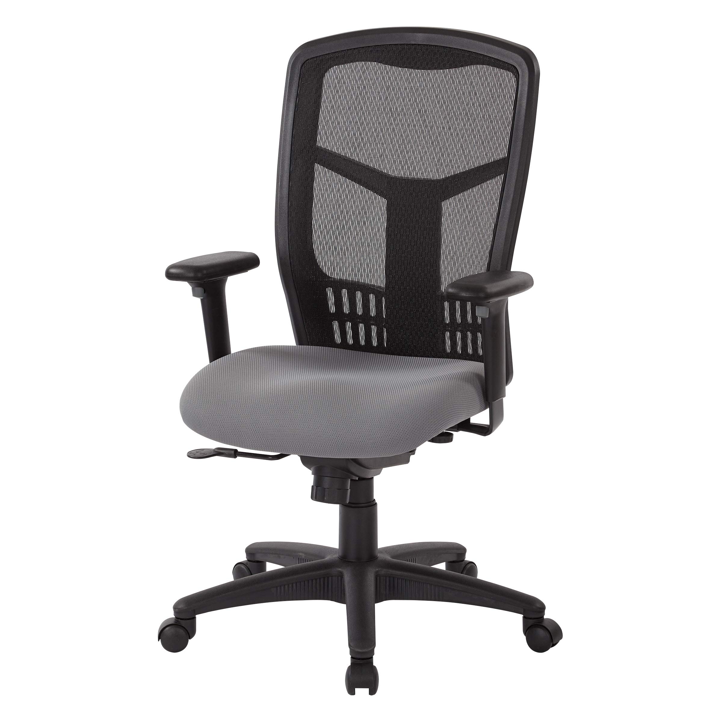 Office Star ProGrid High Back Manager's with Adjustable Seat Height, 2-to-1 Synchro Tilt Control and Seat Slider, Steel Gray Fabric