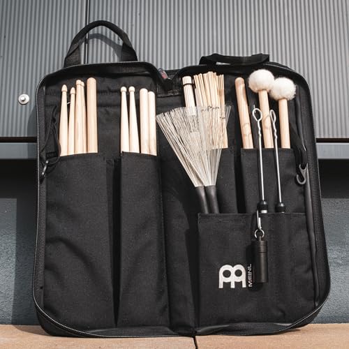 Meinl Percussion Drum Stick Bag with Extra Outside Pocket and Floor Tom Hooks β for Mallets, Brushes and Accessories, Black, Standard (MSB-1)