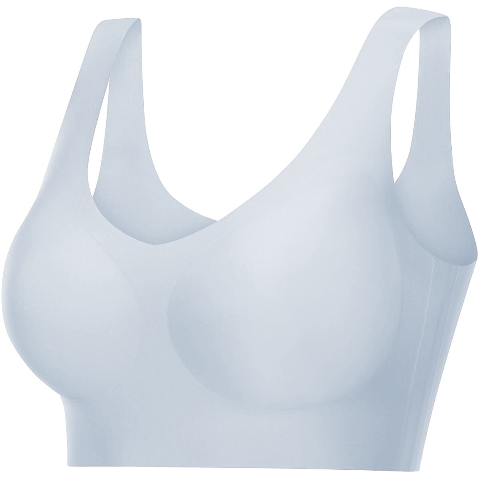 Schkleier Women's Seamless Wire-Free Sleeping Leisure Yoga Bra, Comfort Scoop V Neck with Removable Pads
