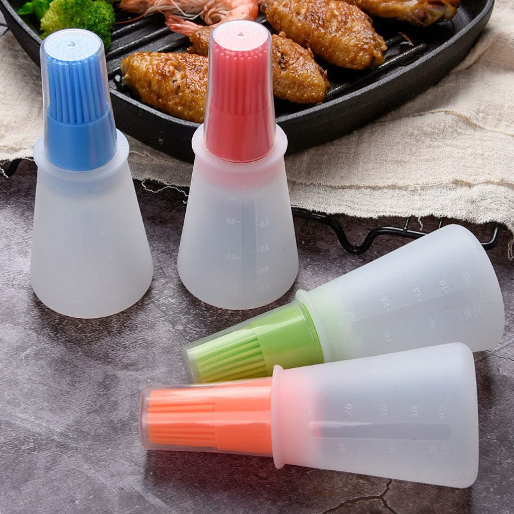 Silicone Oil bottle brush,BBQ/Pastry Basting Brushes,Silicone Cooking Grill Barbecue Baking Pastry Oil/Honey/Sauce Bottle Brush (4 PCS,Multicolor)