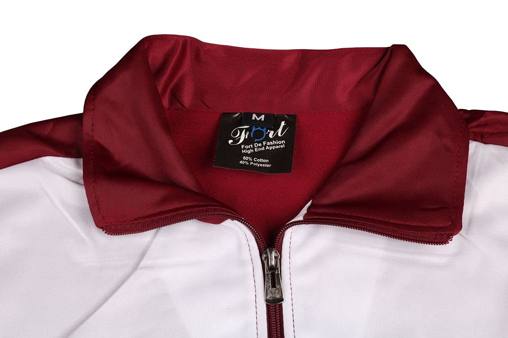 Men Classic Full Zip Track Jacket and Jogging Track Pant Active Wear Sports Tracksuit Set (Burgandy, S)