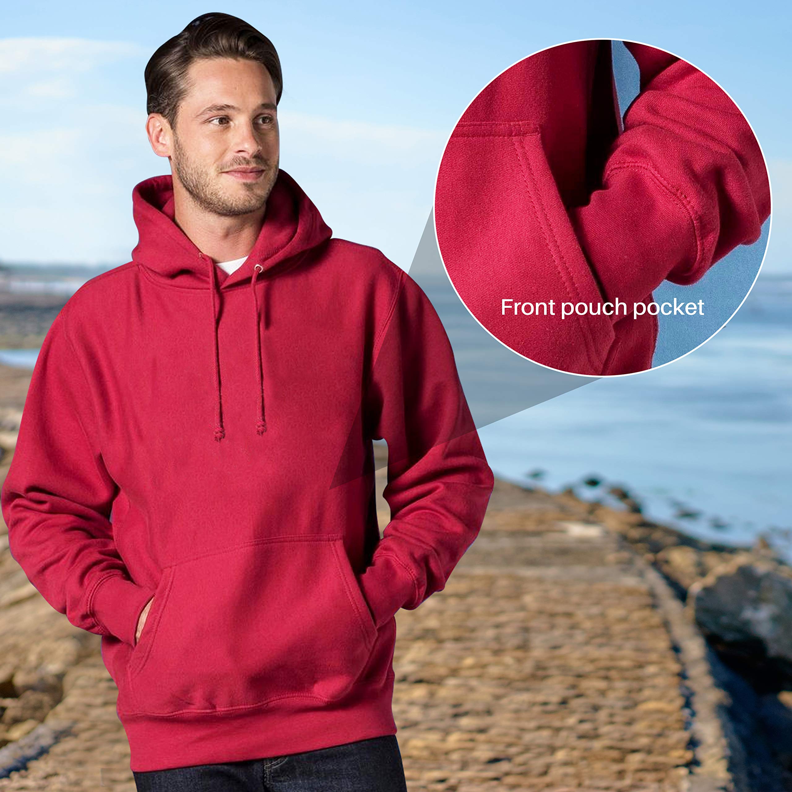 MV Sport Cool Fleece Hoodies for Men (Drawstring Hoodie Mens Sweatshirt) Mens Hoodies Pullover (Black, Large)
