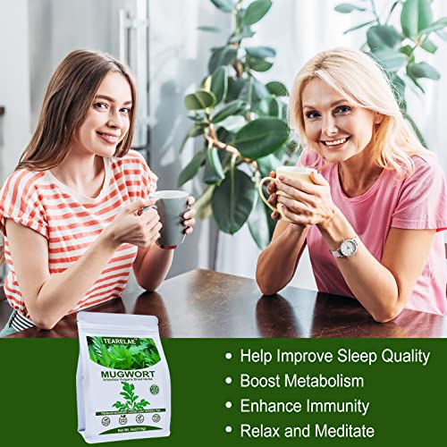 TEARELAE - Natural Mugwort Herb Dried Leaves - 4oz/114g - Mugwort Tea Loose Leaf - Non-GMO, Sulfur-free - 100% Pure Premium Dried Herbs - Help Sleep A Lucid Dream