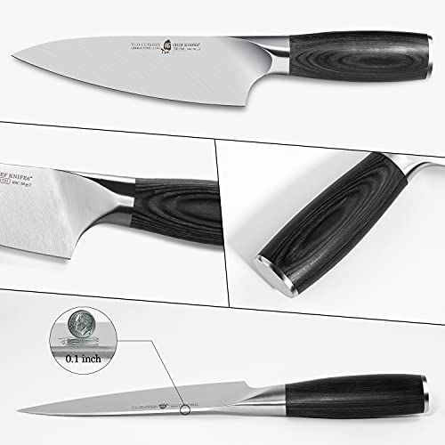 TUO 6 inch Chef Knife, Kitchen Knife Gyuto chef Knife, German High-Carbon Stainless Steel, Comfortable Pakkawood Handle, Full Tang with Gift Box, Goshawk Series