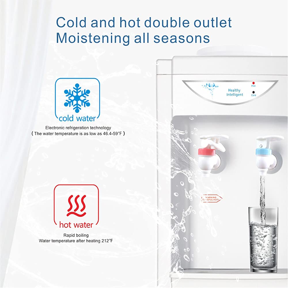 Water Dispenser,Top Loading Hot & Cold Water Cooler 5 Gallon Water Dispenser.Child Safety Lock, Storage Cabinet and Anti-Scalding Design, for Indoor Home Office(White)