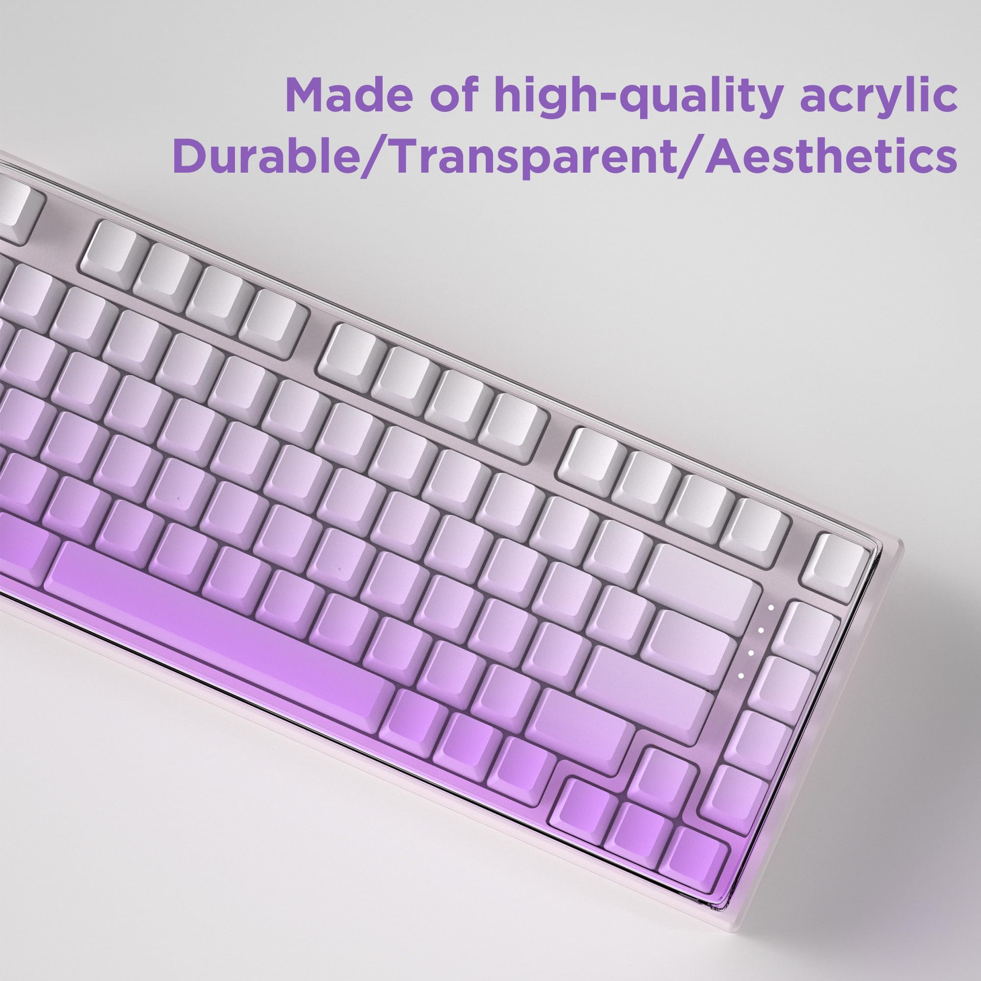 YUNZII Gradient Clear Acrylic Keyboard Cover Protector with Dustproof Waterproof Anti-hit Anti-cat Protective Case for 65%,75% Layout, 84 Key 98 Key Mechanical Keyboard (68-Key Size,Purple)