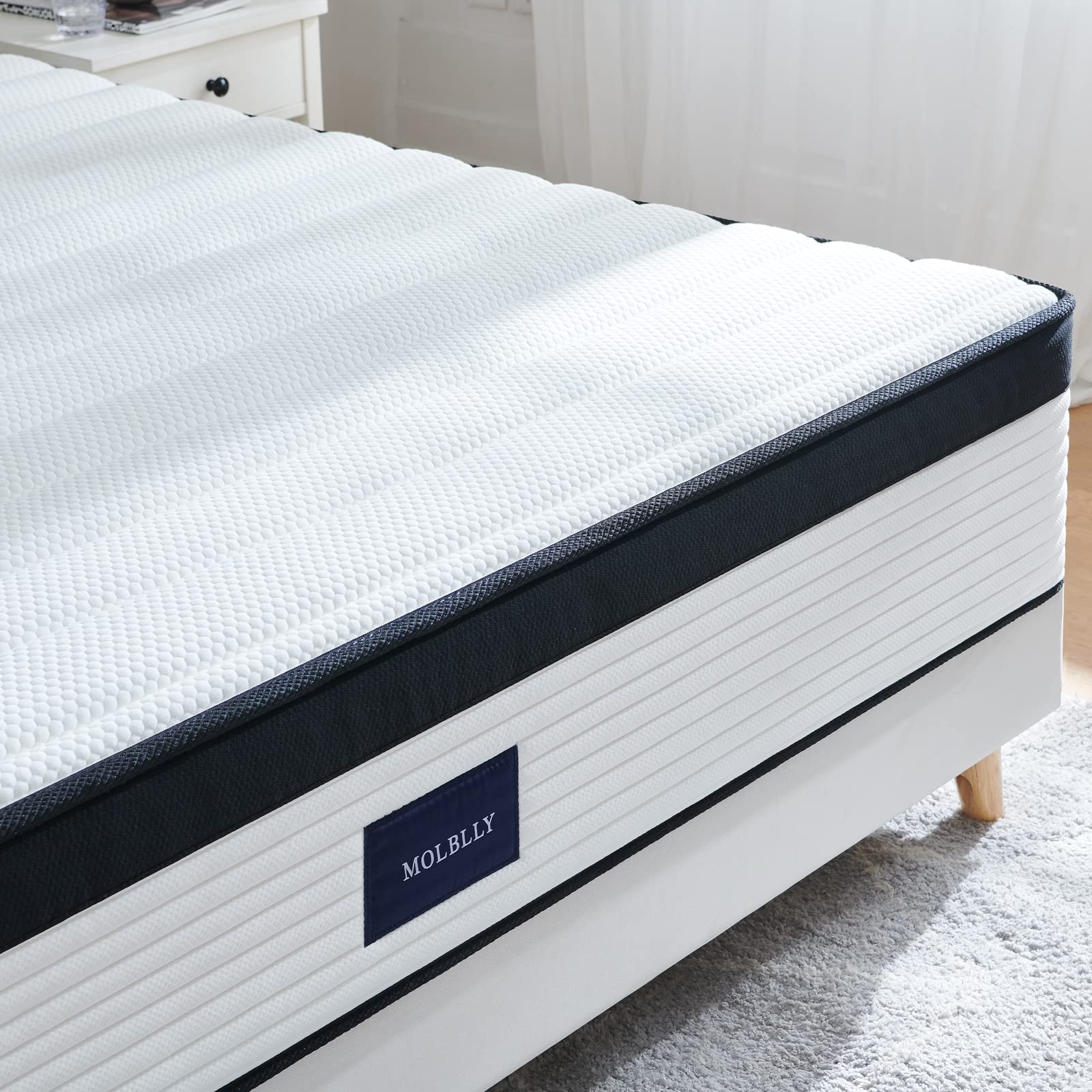 Molblly Full Mattress, 12 inch Innerspring Mattress in a Box, Ultimate Motion Isolation Individually Wrapped Pocket Coils Mattress, Pressure Relief and Supportive