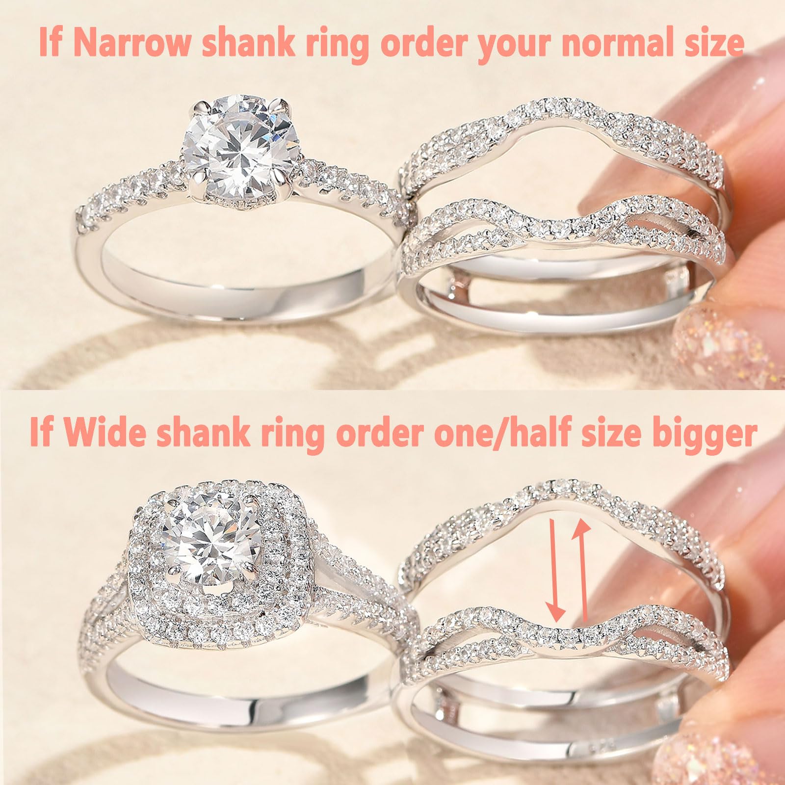 SHELOVES Womens 925 Sterling Silver Engagement Ring Enhancer Round White AAAAA CZ Infinity Wrap Guard Rings Sz 7