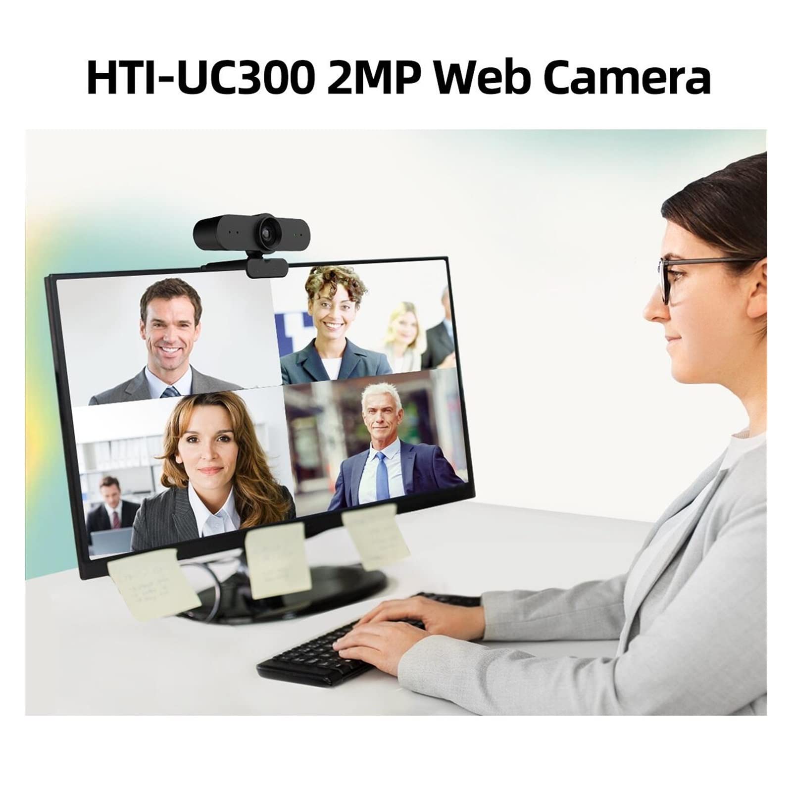 ZAUNCO Webcam Webcam 1080P Full HD Webcam with Microphone USB Plug Webcam for PC Computer Laptop Desktop Live Video Conferencing Gaming Webcam (Color : HTI-UC320)
