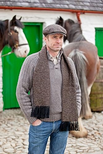 Mucros Weavers Men's Quiet Man Cap, Irish Tweed Flat Cap, Brown, XL