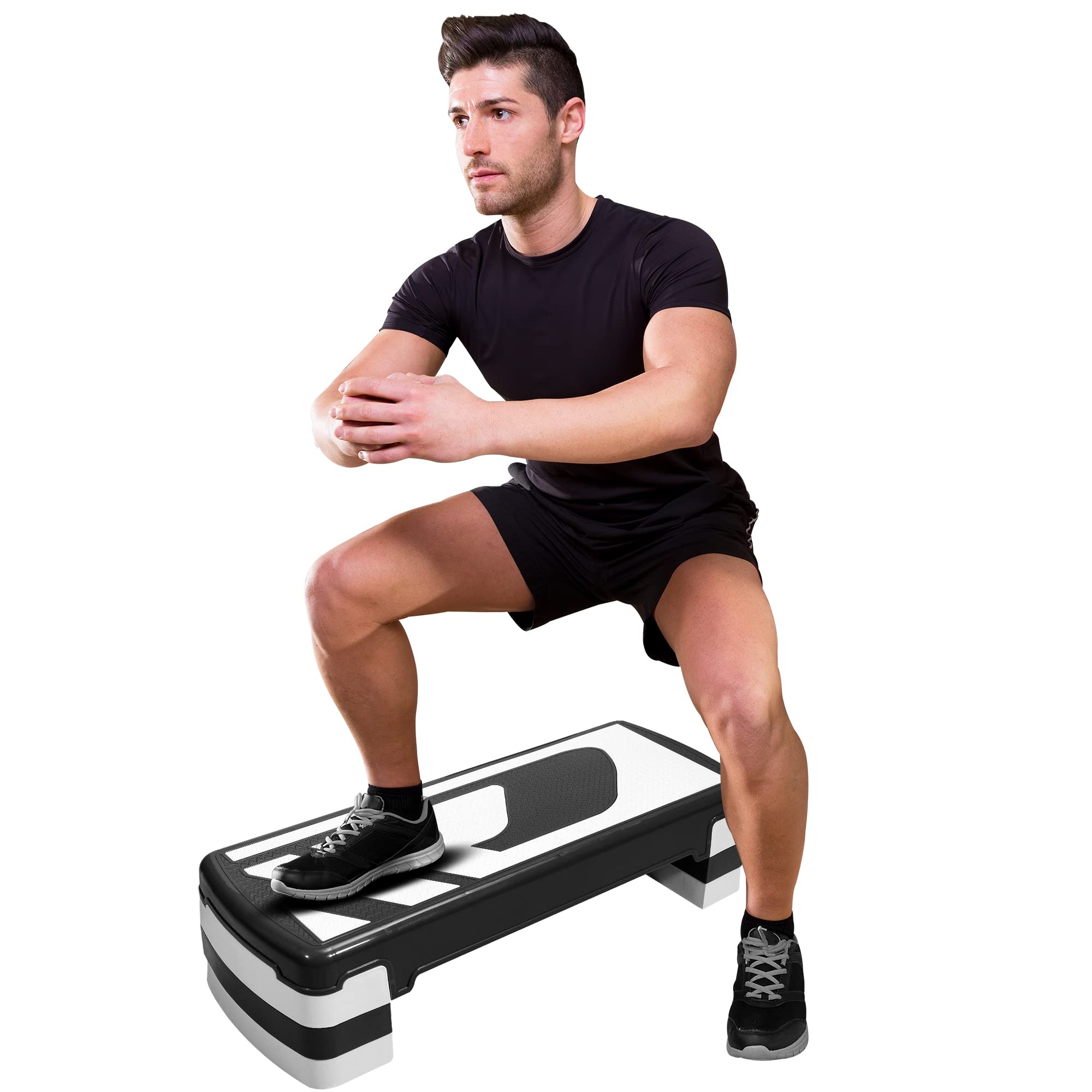 RDX Aerobic Step with 3 Adjustable Height Level Exercise, 4″ 6″ 8″ Steps Riser Platform, Anti-Slip Stepper Board Block Yoga Sport Home Gym Fitness Workout Routine Training, 31″ x 12″