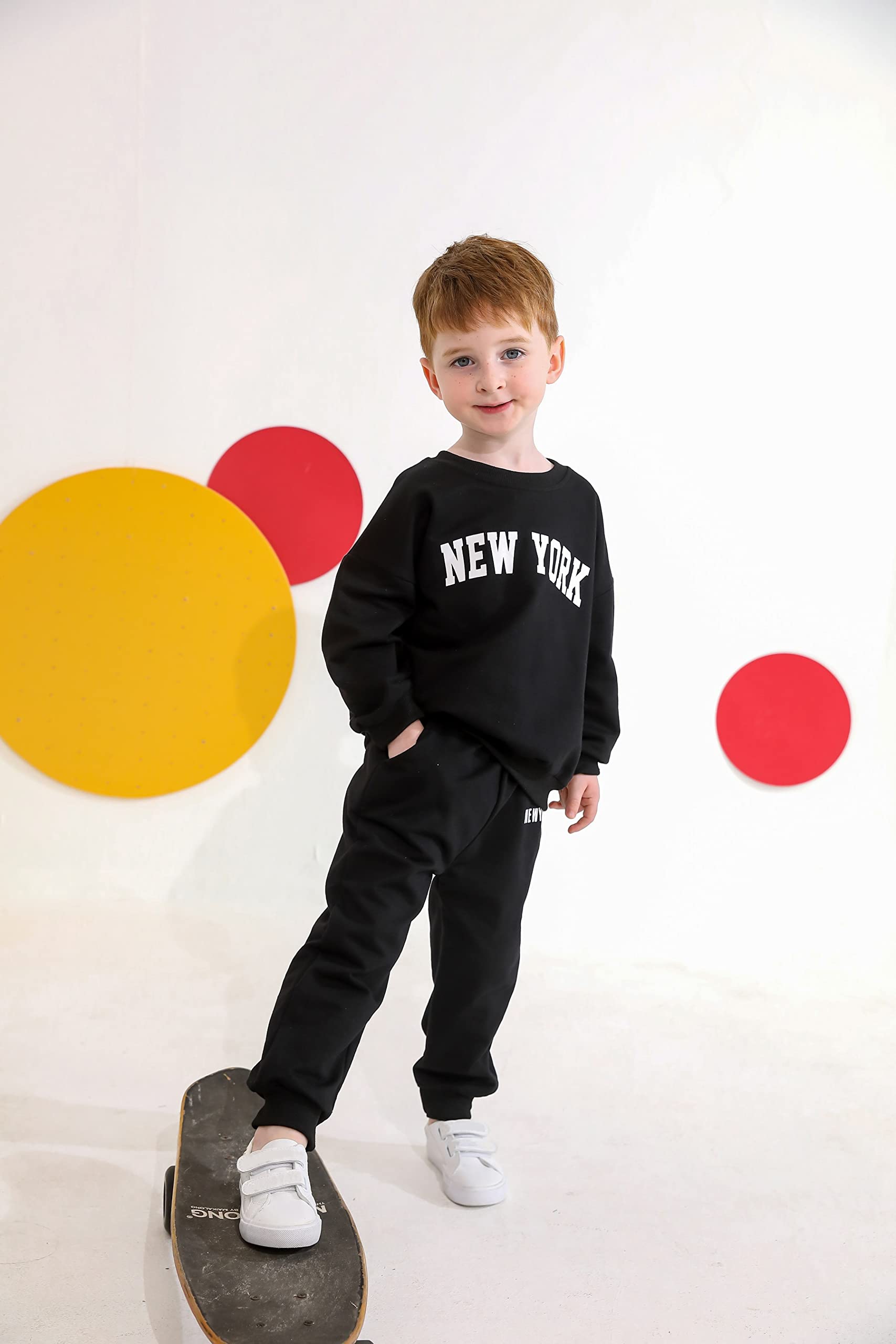 YOUNGER TREE Toddler Boy Clothes Fall Oversized Sweatshirt Long Sleeve Tops and Pants Kids Boys Winter Outfits Set 1-6T(Black sweatshirt pants set,4-5T)