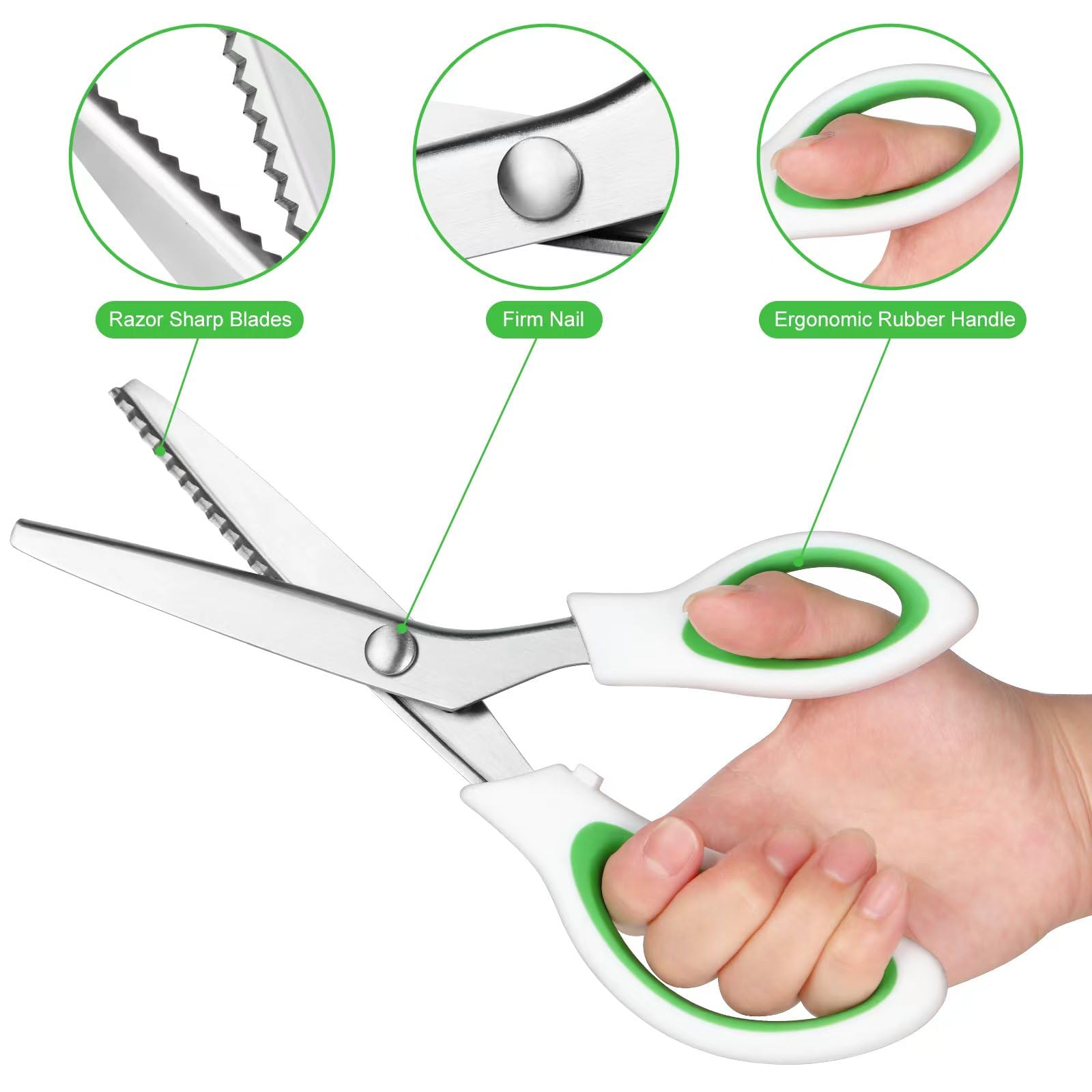 YUQGAOP Pinking Shears,9” Zig Zag Scissors for Fabric,Pinking Shears Scissors for Fabric Cutting,Professional Handheld Dressmaking,Great for Many Kinds of Sewing Fabrics Leather and Craft Paper