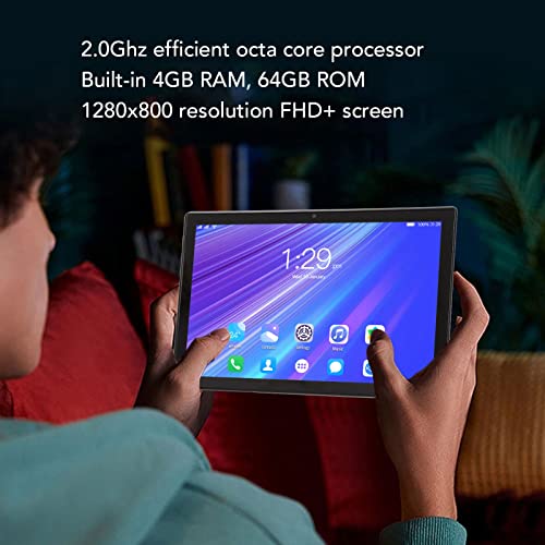 Zunate 10in IPS Kids Tablet PC, Octa Core CPU Gaming Tablet with 4GB 64GB, 1280x800 FHD Screen, 6000mAh Large Battery, Bluetooth Dual Band WiFi, Dual SIM Calling Tablet for Android 10(Silver Gray)