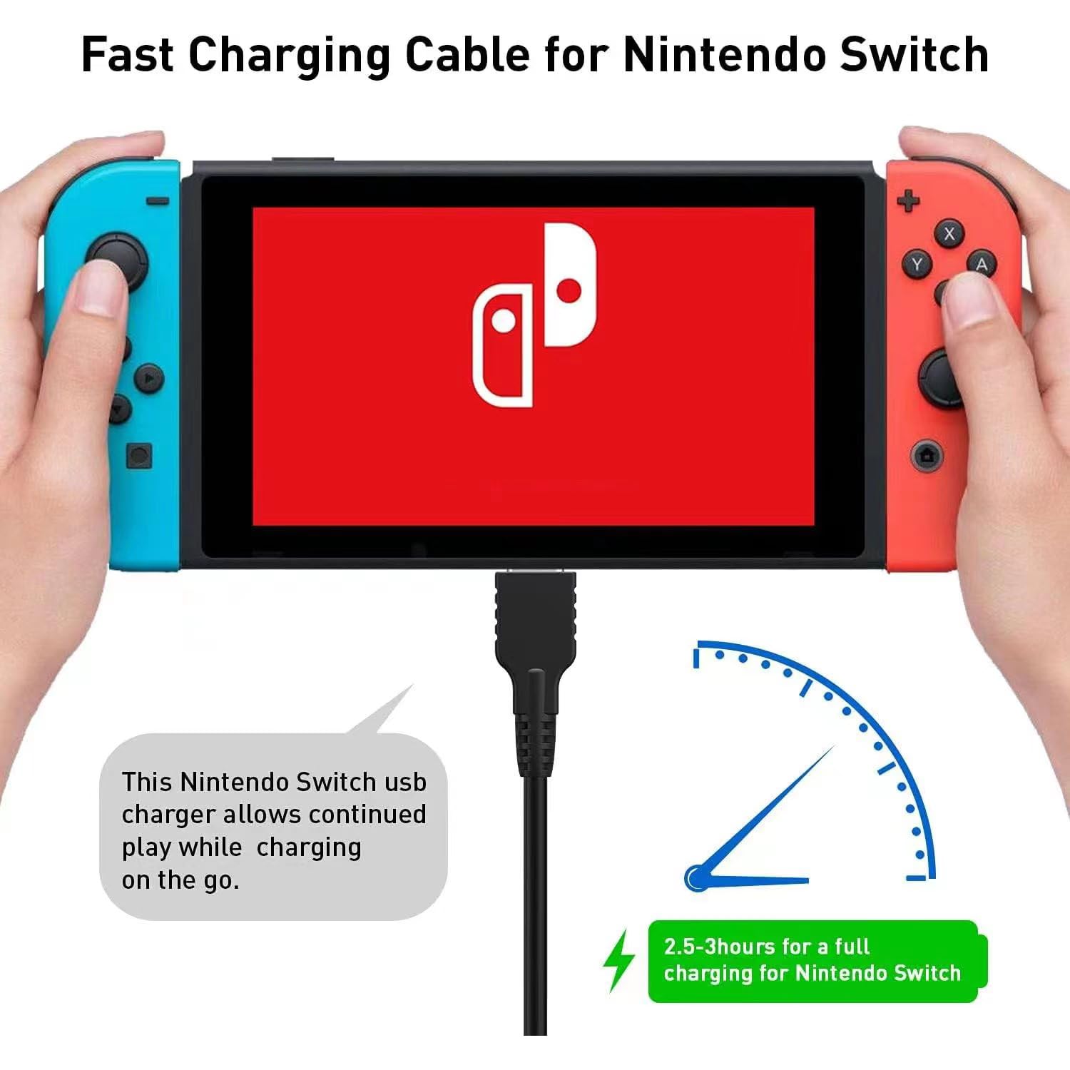 SIAWASE RONVEI Charger Cable, Charging Cable for PS4 and PS5 Controller, Xbox Series, Switch Controller and Playstation Accessories, Both Micro and USB-c Ports 10FT Black