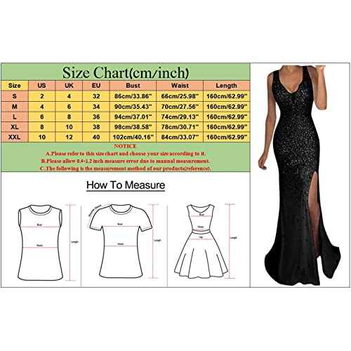 Side Split Mermaid Maxi Dress for Women Solid Color Tank Dress V-Neck High Waist Sequin Evening Dress
