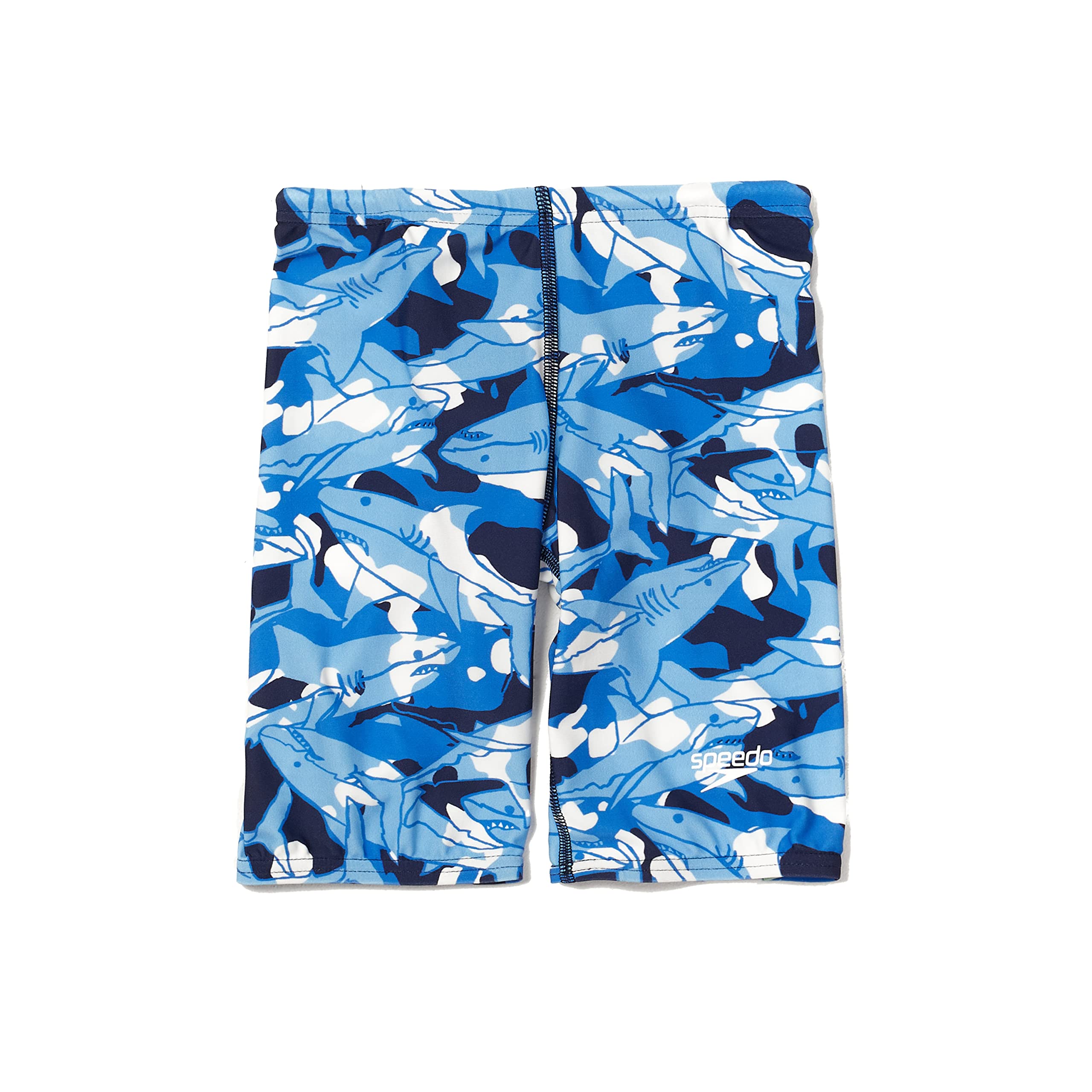 Speedo Boys' Swimsuit Jammer Begin to Swim Solid, Shark Park Alaska Blue, 8