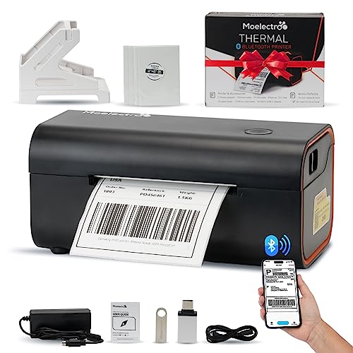 Moelectro Bluetooth Thermal Shipping Label Printer, 2023 New Upgraded 4x6 Wireless Printer, Compatible with Android & iPhone and Windows, Mac OS, Widely Used for Ebay, Shopify, Etsy, USPS