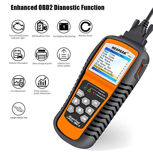 NEXPEAK Enahcned & Portable OBD2 Scanner NX501 Supports Battery Monitoring and Upgrade Online
