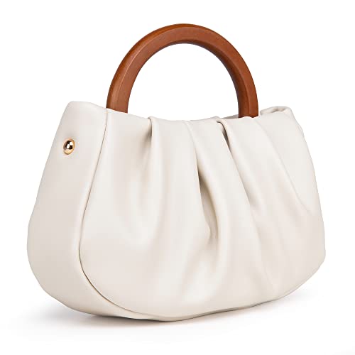 Milan Chiva Clutch Purses for Women Small Handbags Dumpling Mini Cloud Bag with Wooden Handle MC-1007BG
