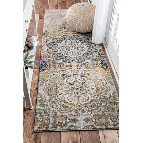 nuLOOM Lita Faded Damask Area Rug, 8x10, Gold