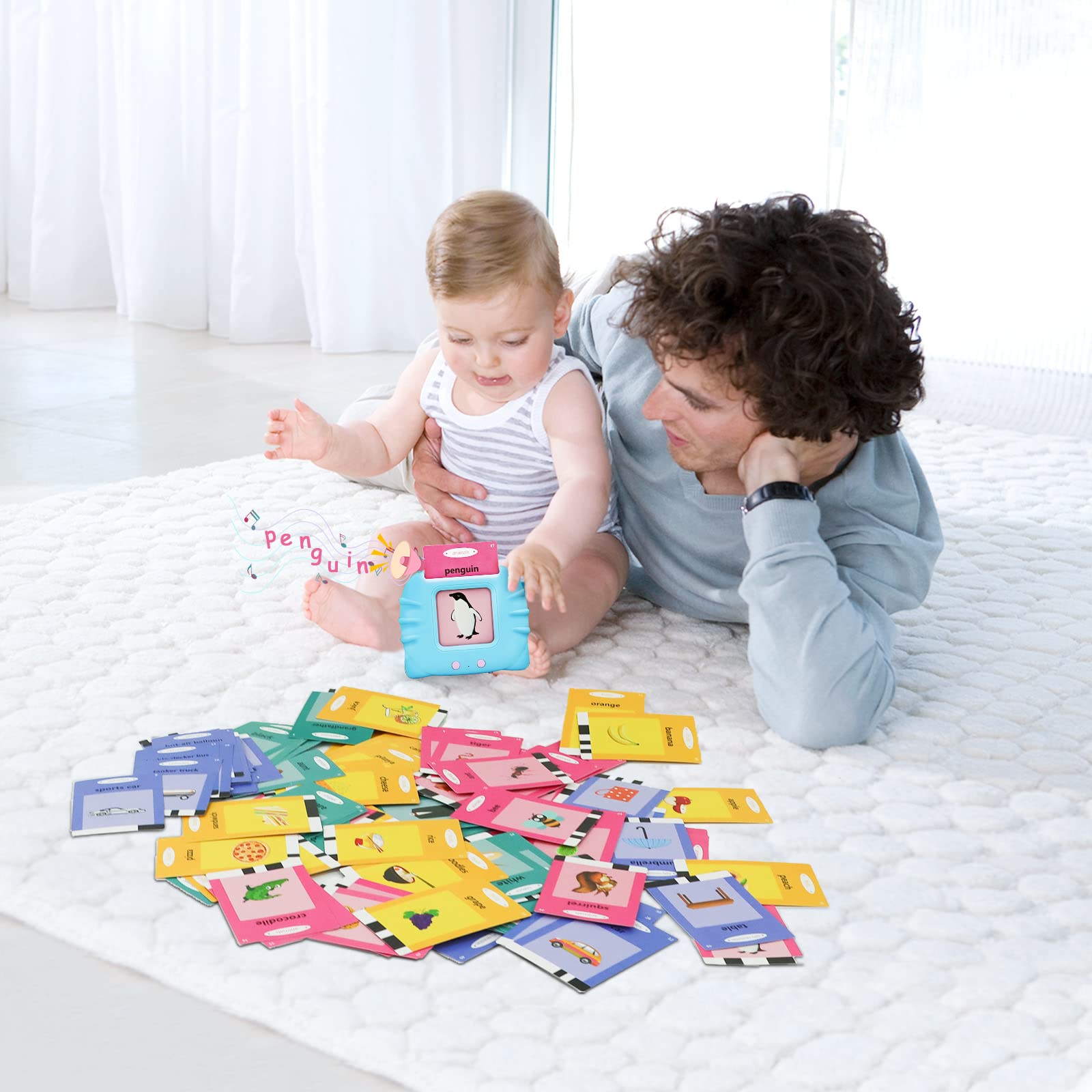 Toddler 2 3 4 5 6age Boy Girl Gift, Talking Flash Cards Learning Educational Toys for Speech Therapy Autism Sensory Toys, with 224 Sight Words (Blue)
