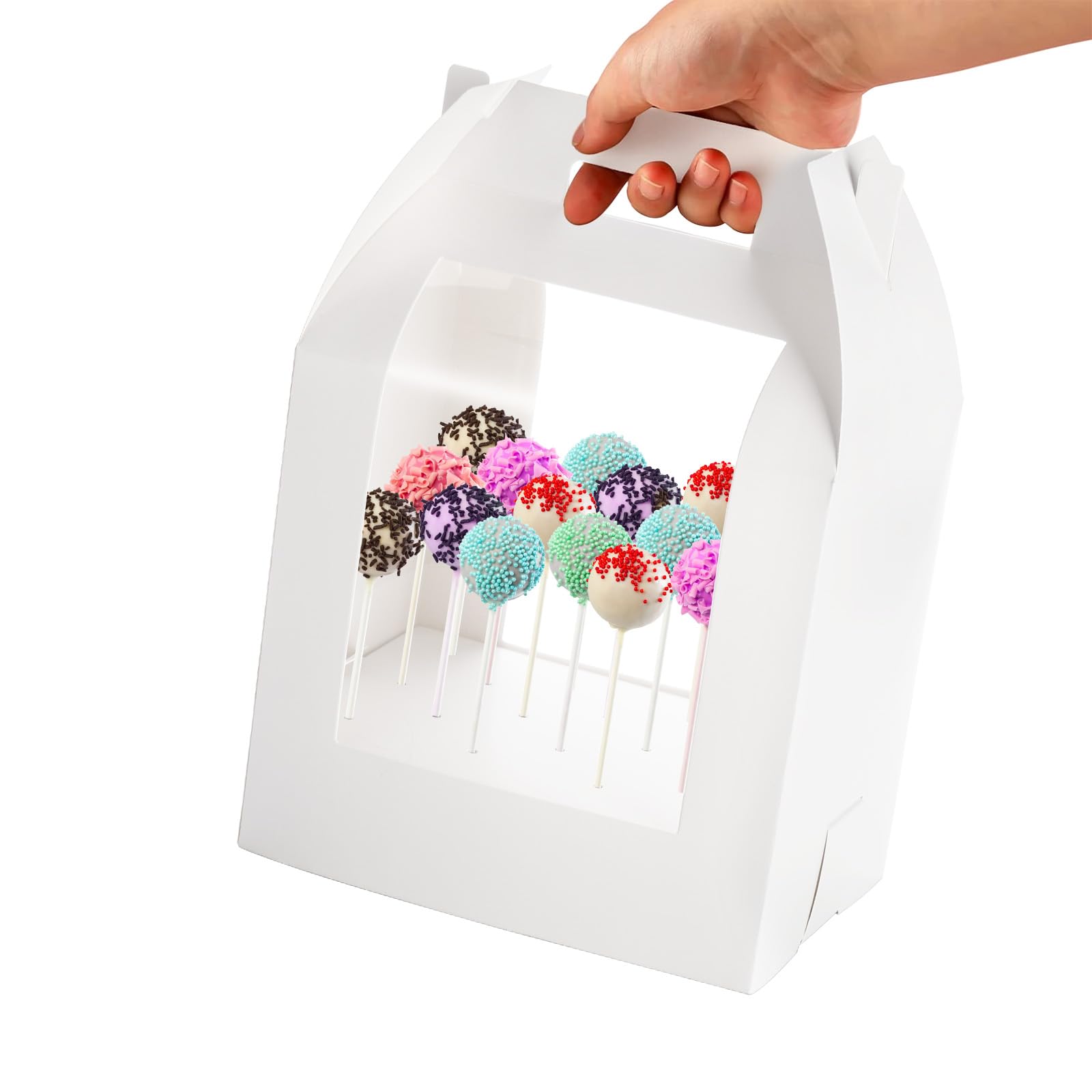 Nicunom 12 Pack Cake Pop Holder Boxes, 18 Holes Cake Pop Packaging Boxes Portable Lollipop Display Stand for Wedding Baby Shower Birthday Party Halloween
