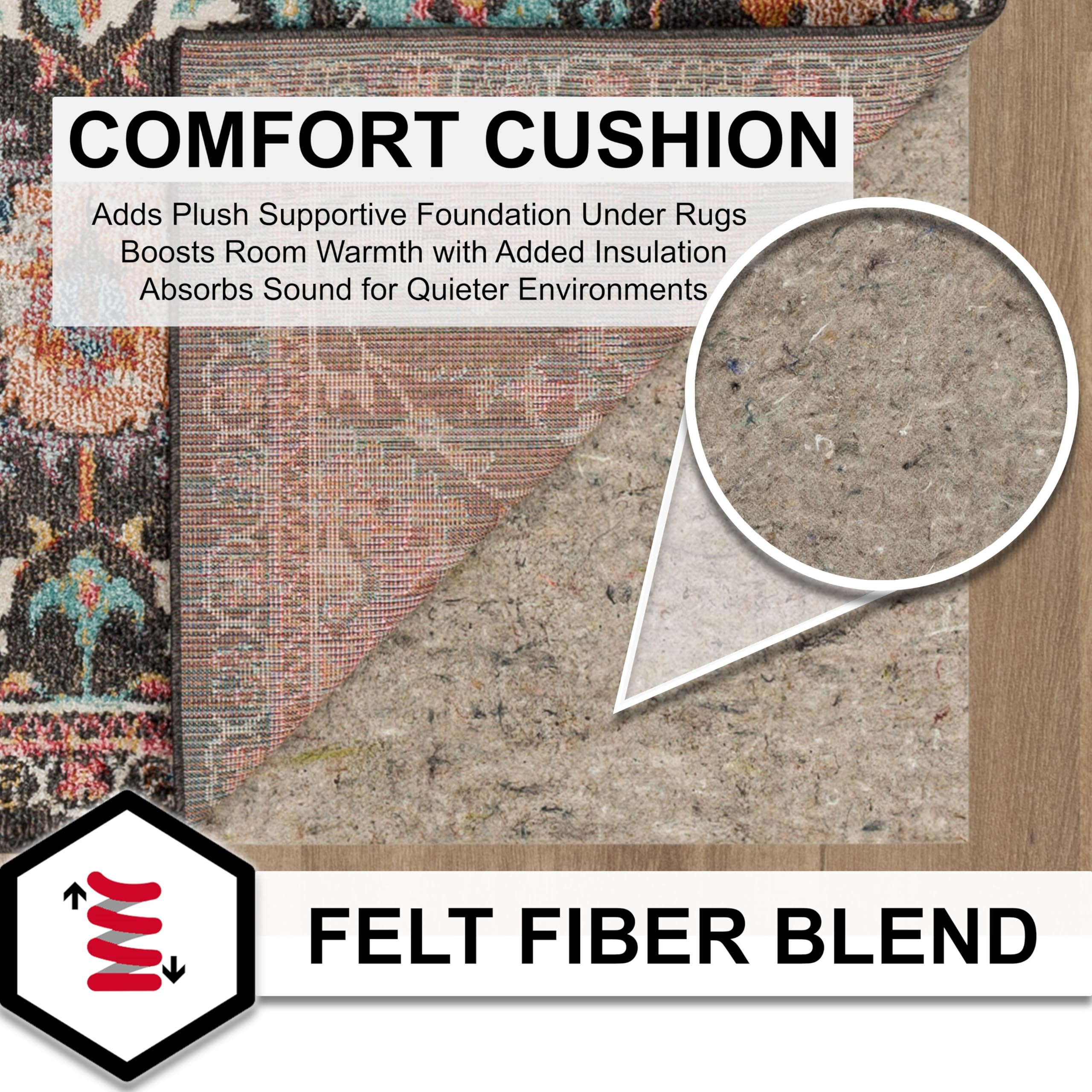 Mohawk Home 9' x 12' Non Slip Rug Pad Gripper 1/4 Thick Dual Surface Felt + Rubber Gripper - Safe for All Floors