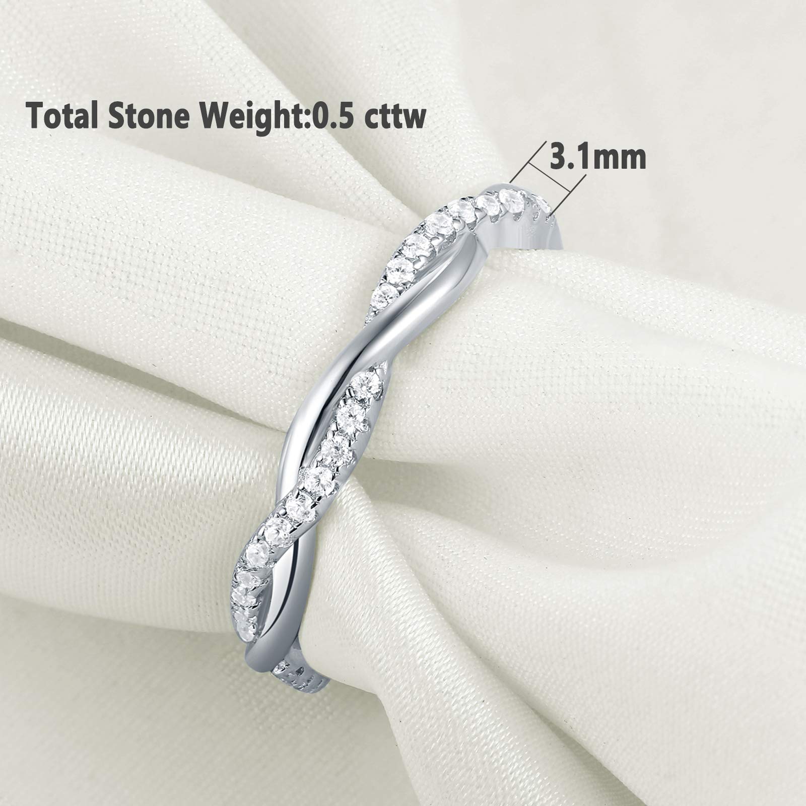 Newshe Jewellery Wedding Band Eternity Ring for Women AAAAA Cubic Zirconia Twisted 925 Sterling Silver Size 9