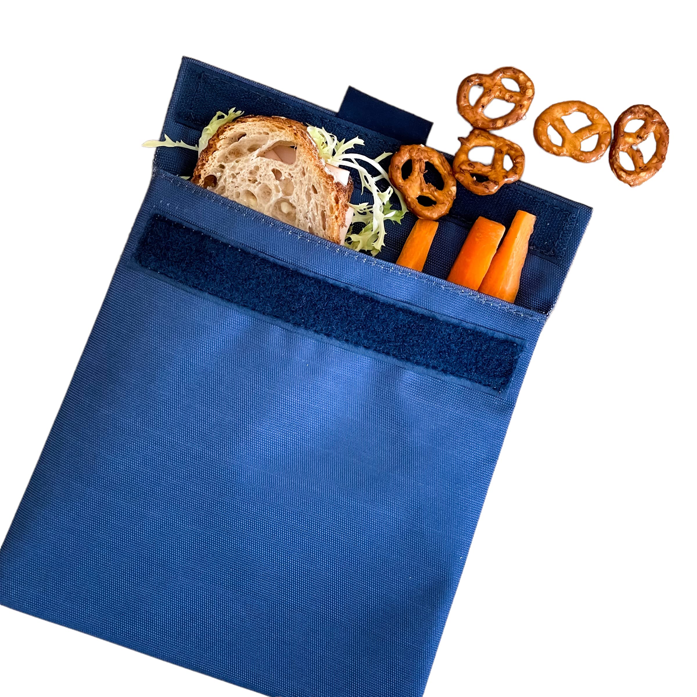 Yumbox Sandwich Bag/Snack Bag, Reusable Fabric, Washable, Food Safe, BPA Free, 8 x 7.5in (Navy)