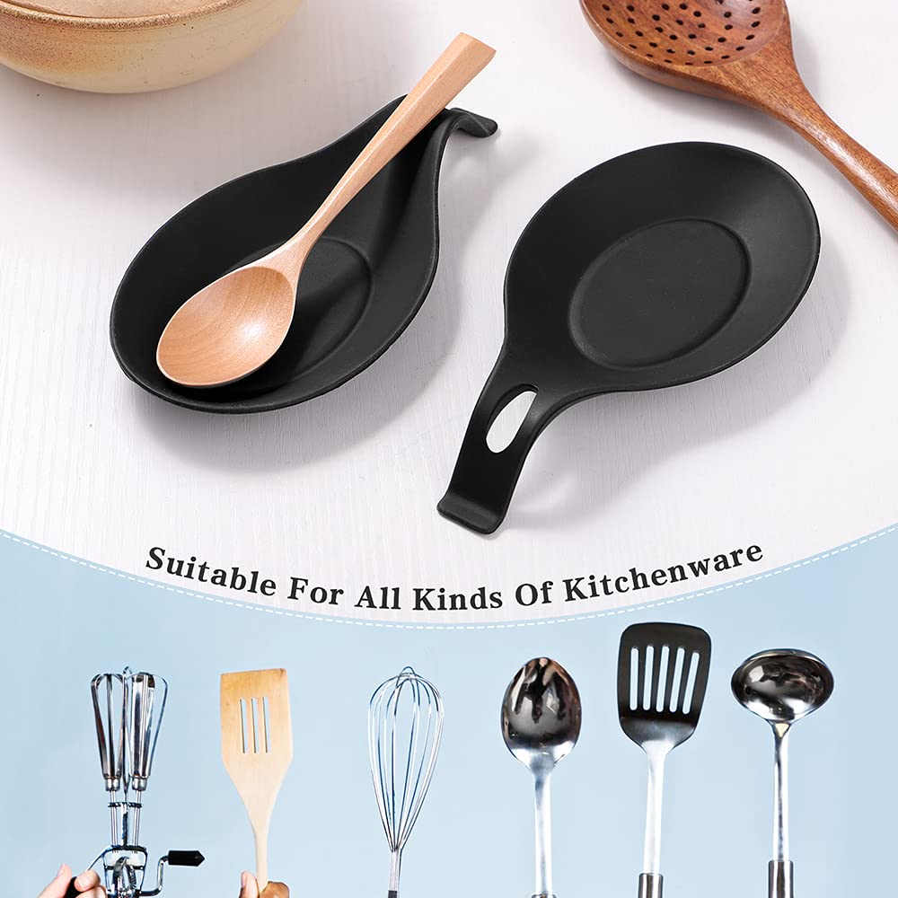 Silicone Spoon Rest Heat Resistant Teabag Tidy Holder Food Grade Cooking Utensil Dish for Cooking Ladle Gray (Gray)