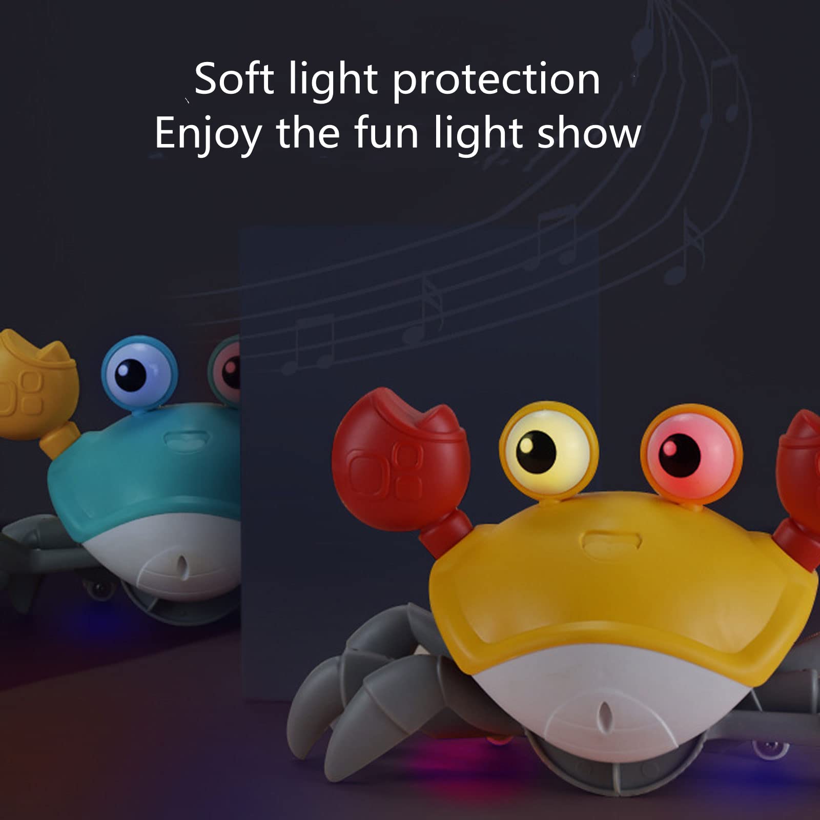 Weiei Crawling Crab Baby Toy, Tummy Time Crab with Music and LED Light, Dancing/ Moving Crab, Automatically Avoid Obstacle Toddler Interactive Moving Crab Baby Toy for Babies Kids, (Green)