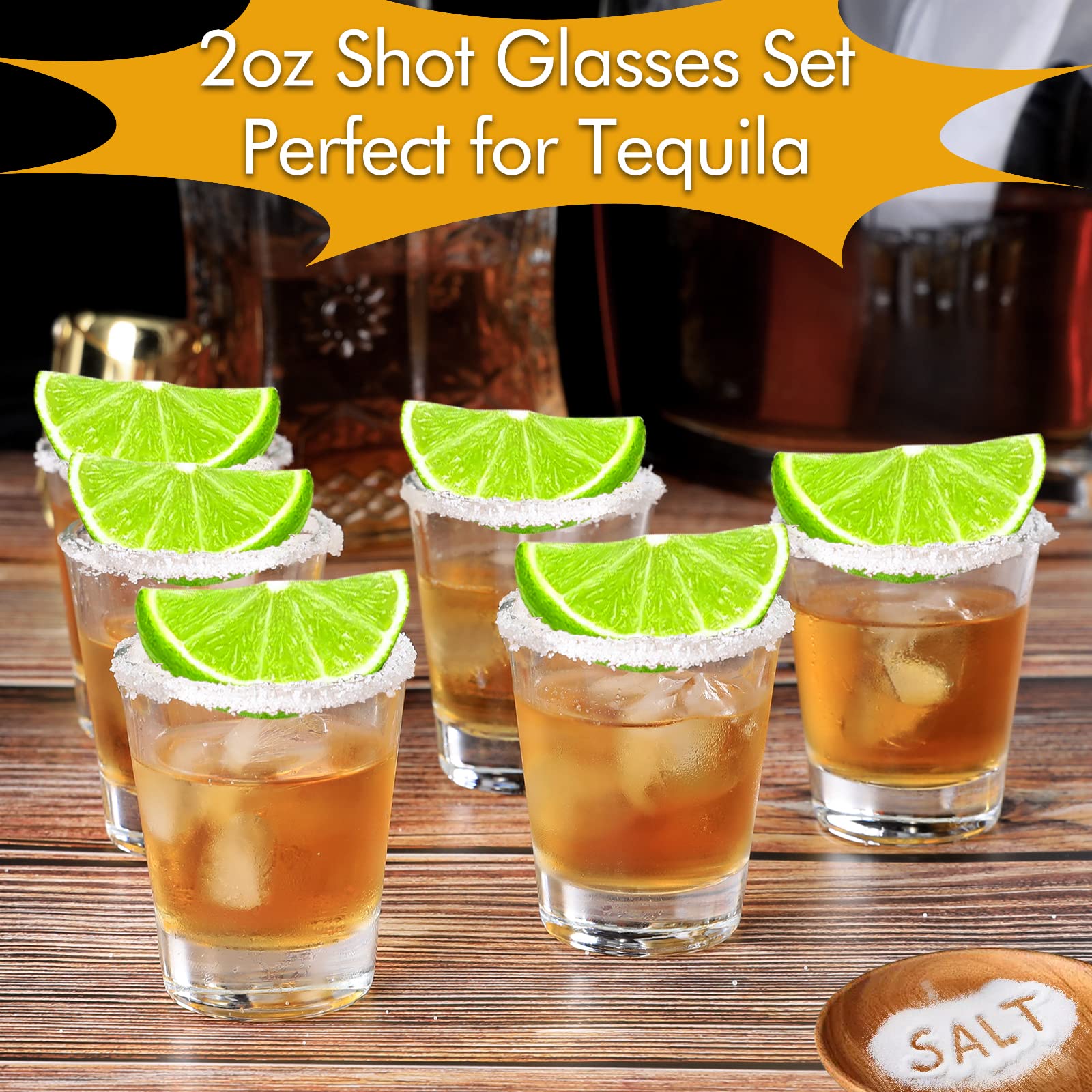 SuproBarware Shot Glass Set of 36 Heavy Base Shot Glass Bulk 2 oz Plus Measured Liquor Bottle Pourers 12Packs β 1oz/30ml