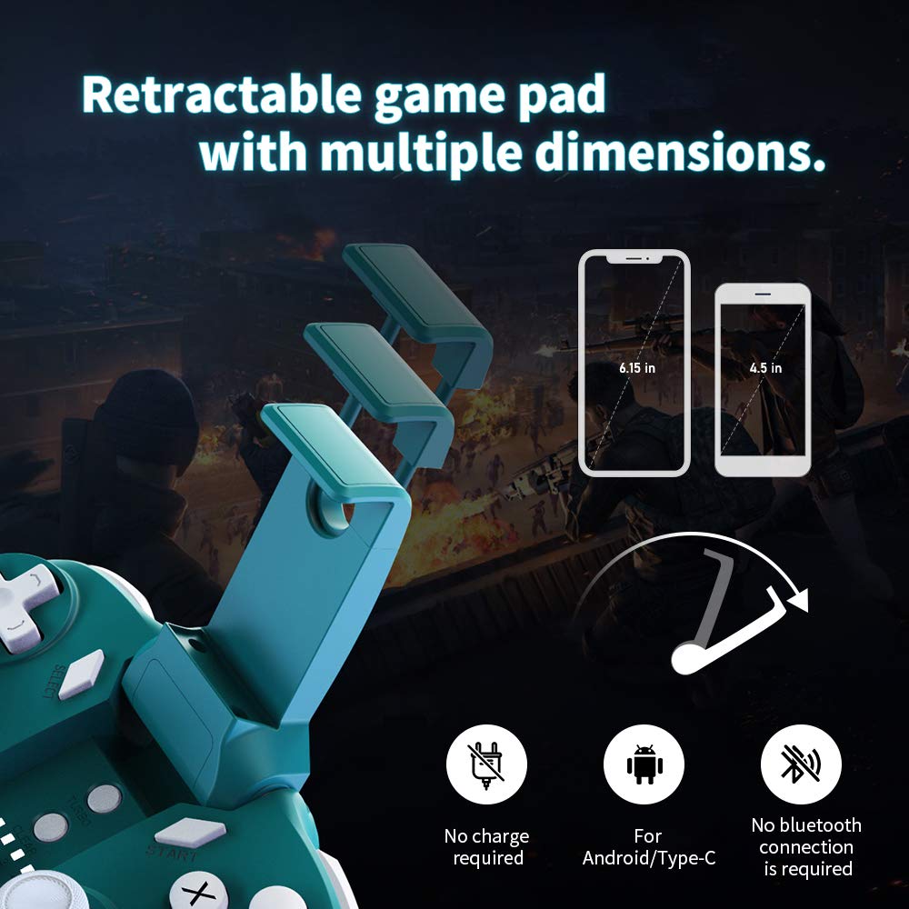 SOKERDY USB Type-C Wired Game Controller, Joystick Clip on Phone Controller Game Handle with Retractable Phone Holder Clip Compatible for Android/PC/Smart TV/TV Box