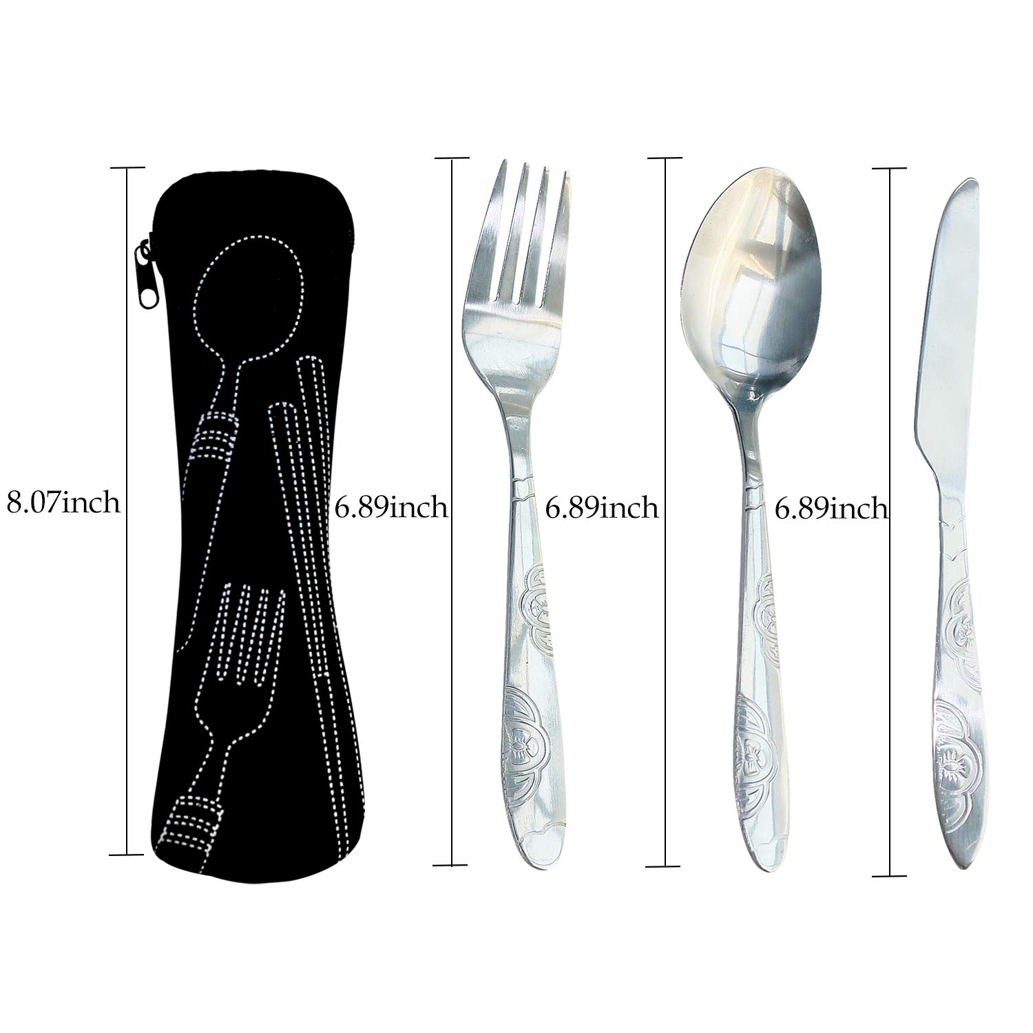 Silverware Flatware Set, RilexAwhile Set of 1 Stainless Steel Reusable Utensils to Go Lunch Set, Camping Flatware Set Knife, Fork and Spoon 3-Piece, for Camping and Travel