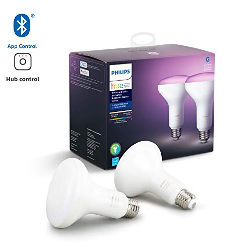 Philips Hue White & Color Ambiance BR30 LED Smart Bulbs, Bluetooth & Zigbee Compatible (Hue Hub Optional), Works with Alexa & Google Assistant, Old Version, 2 Bulbs