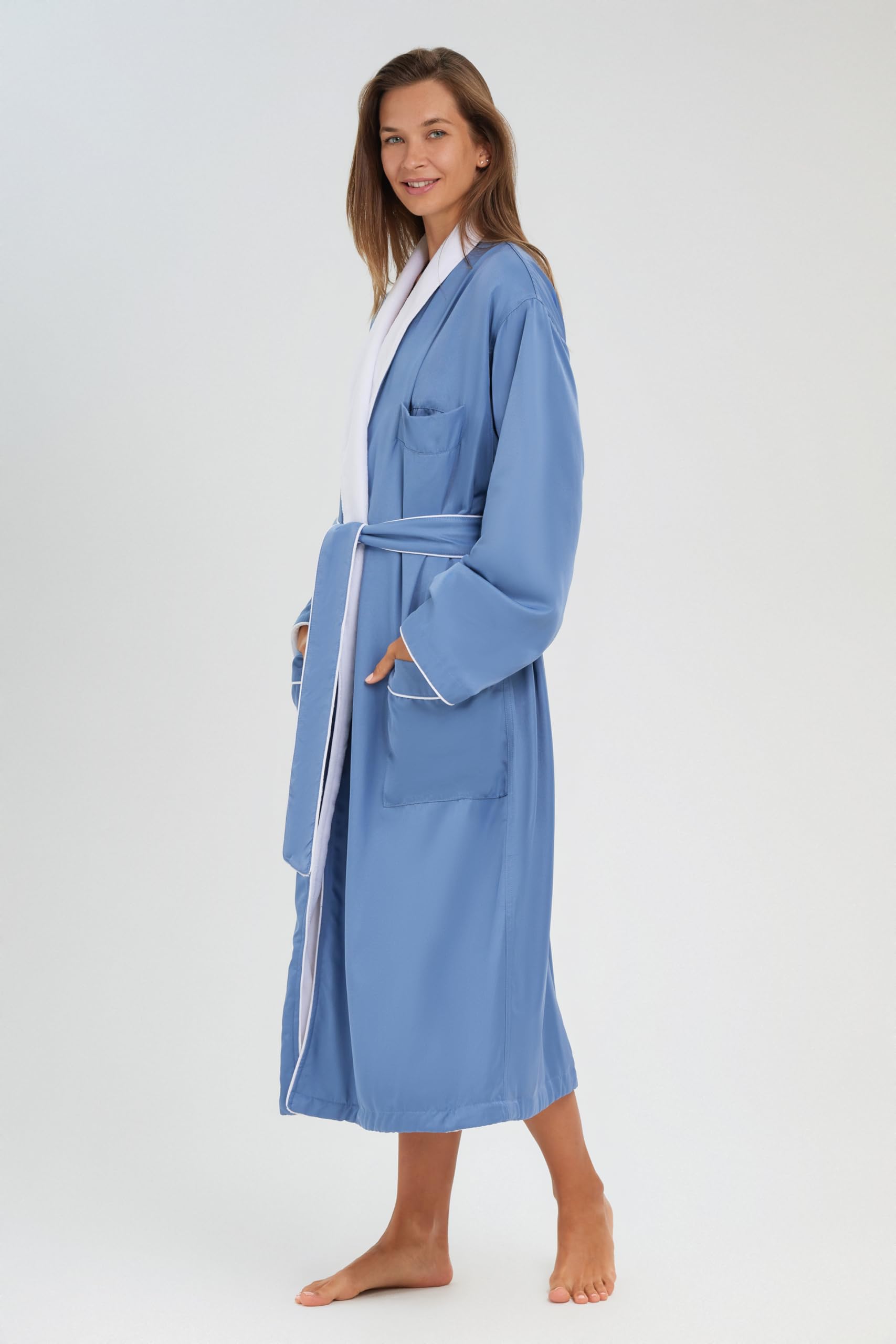 MONARCH Plush Lined Microfiber Bath Robe for Women or Men - Super Soft, Durable Luxury Spa, Resort & Hotel Bathrobe, Generously Sized (Unisex) Cypress