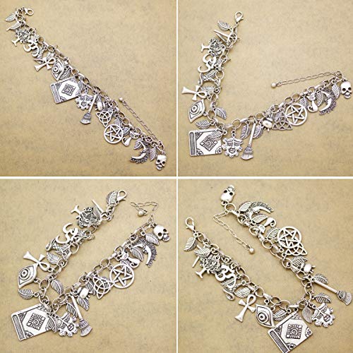 RechicGu Vintage Silver 2pcs Fairy Tale Movie Lucky Myth Charms Friendship Cuff Bangle Bracelet Wicca Gift