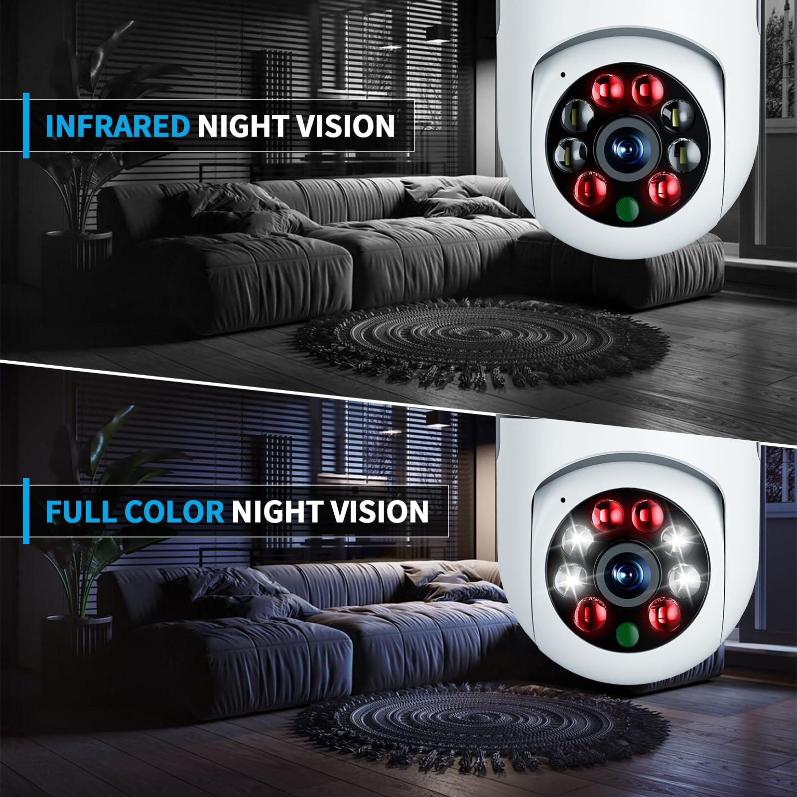 OJR 2K HD Light Bulb Security Camera, 5G/2.4G WiFi PTZ Camera Wireless Outdoor, Motion Detection and Alarm, Full Color Night Vision, Two-Way Audio, Easy Installation