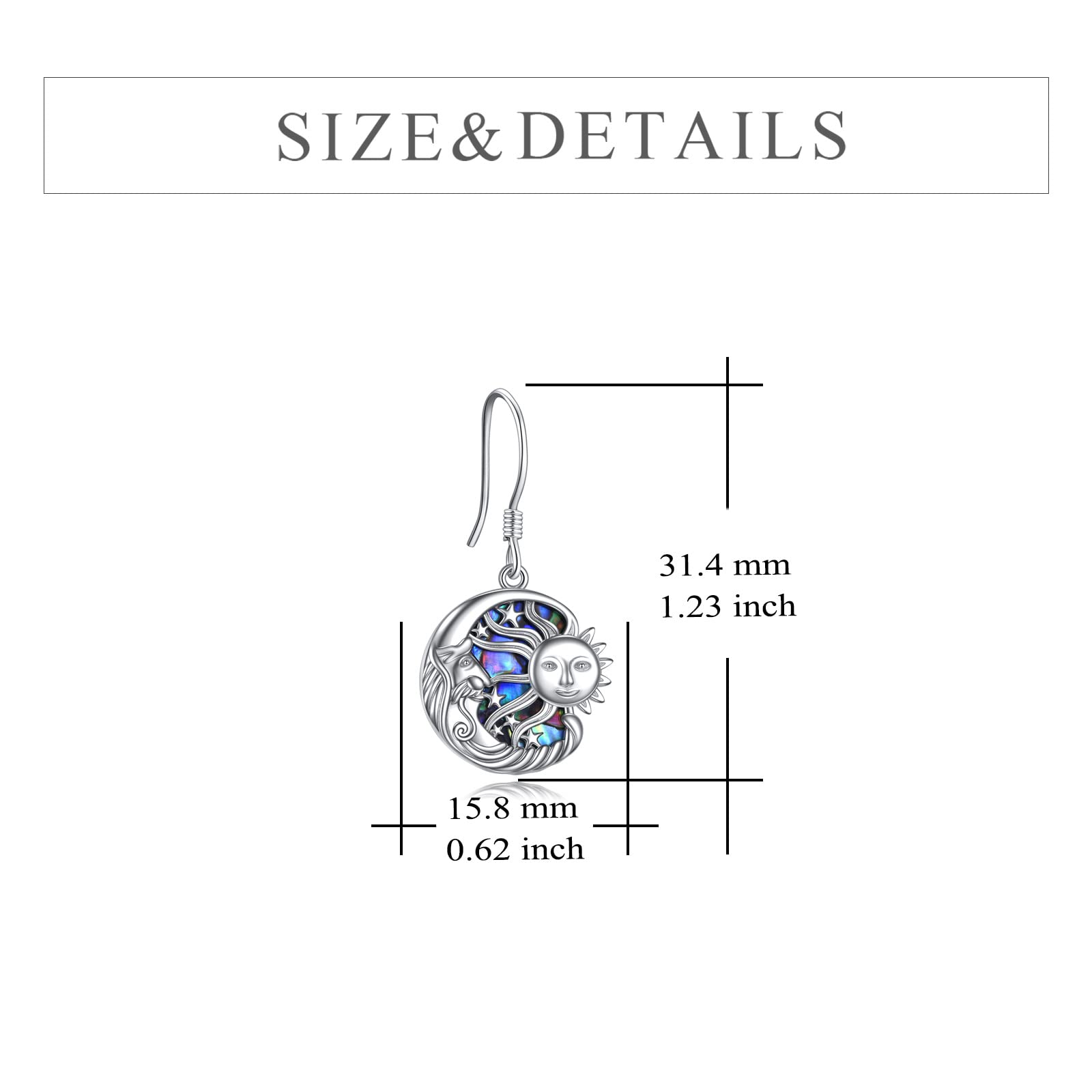 YFN Sun and Moon Earrings Sterling Silver Abalone Shell Dangle Drop Earrings Sun Moon Jewelry Gifts for Women Men